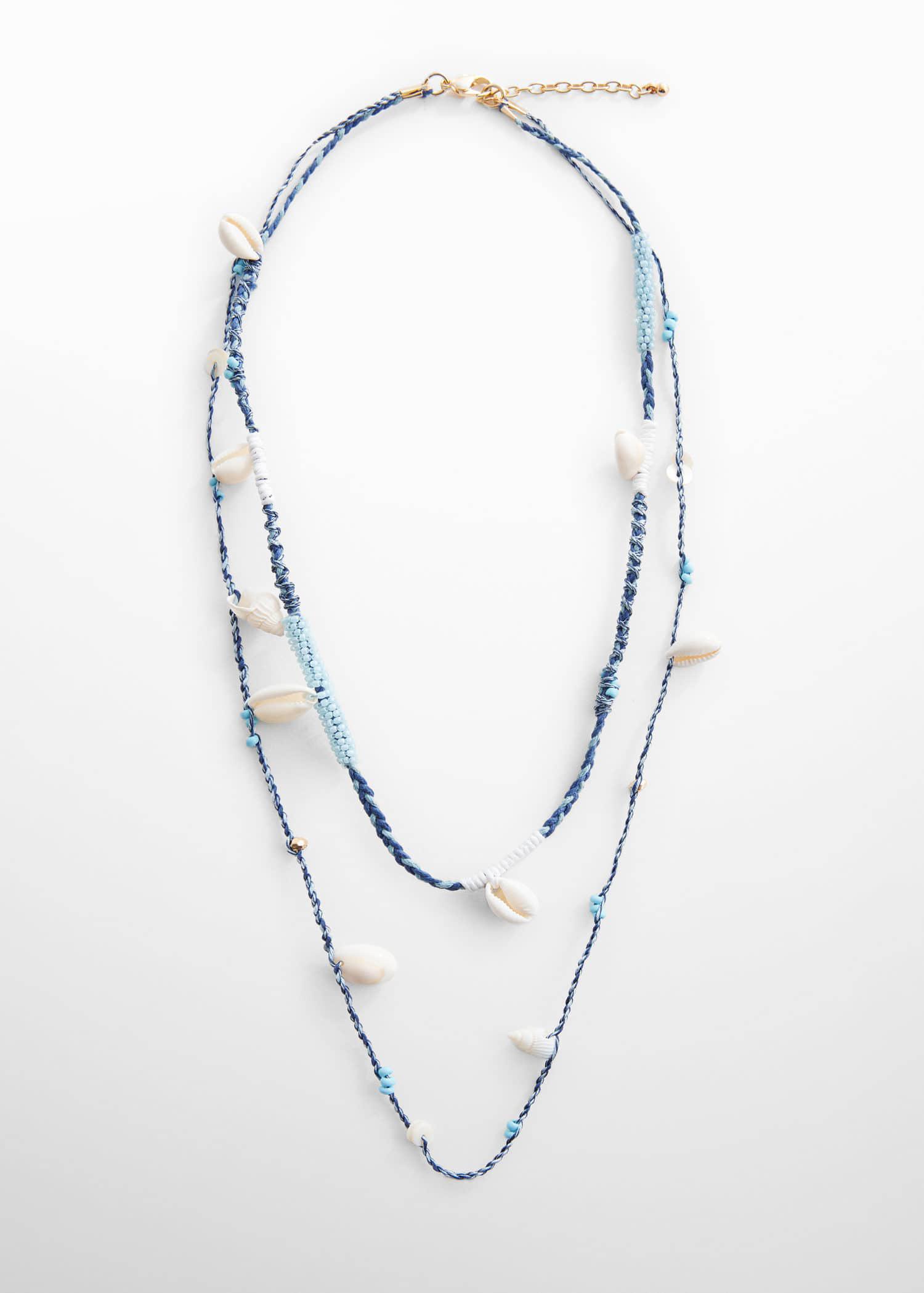 MANGO Shells Bead Necklace in Blue | Endource