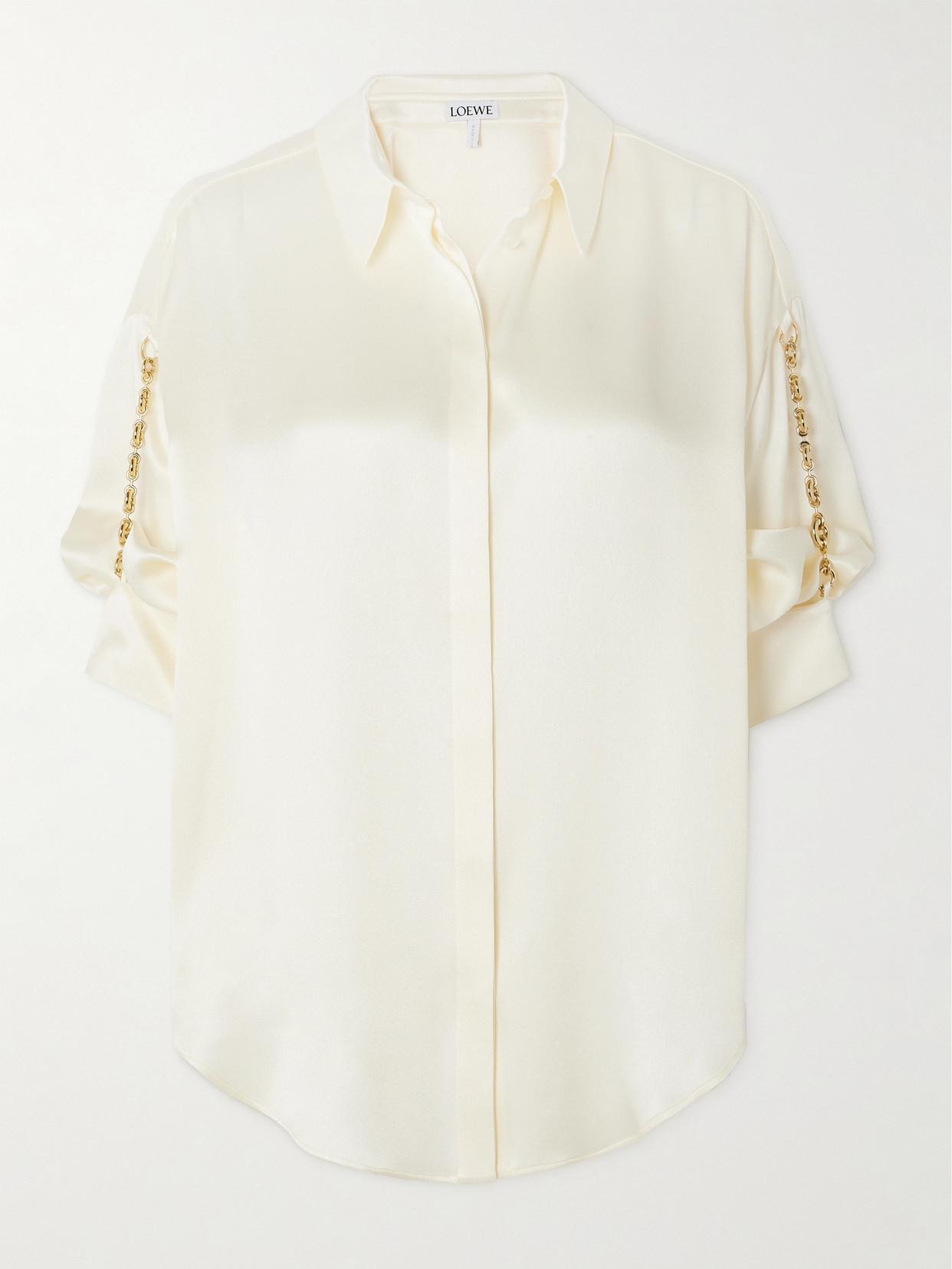 LOEWE Chain-Embellished Silk Shirt in White | endource