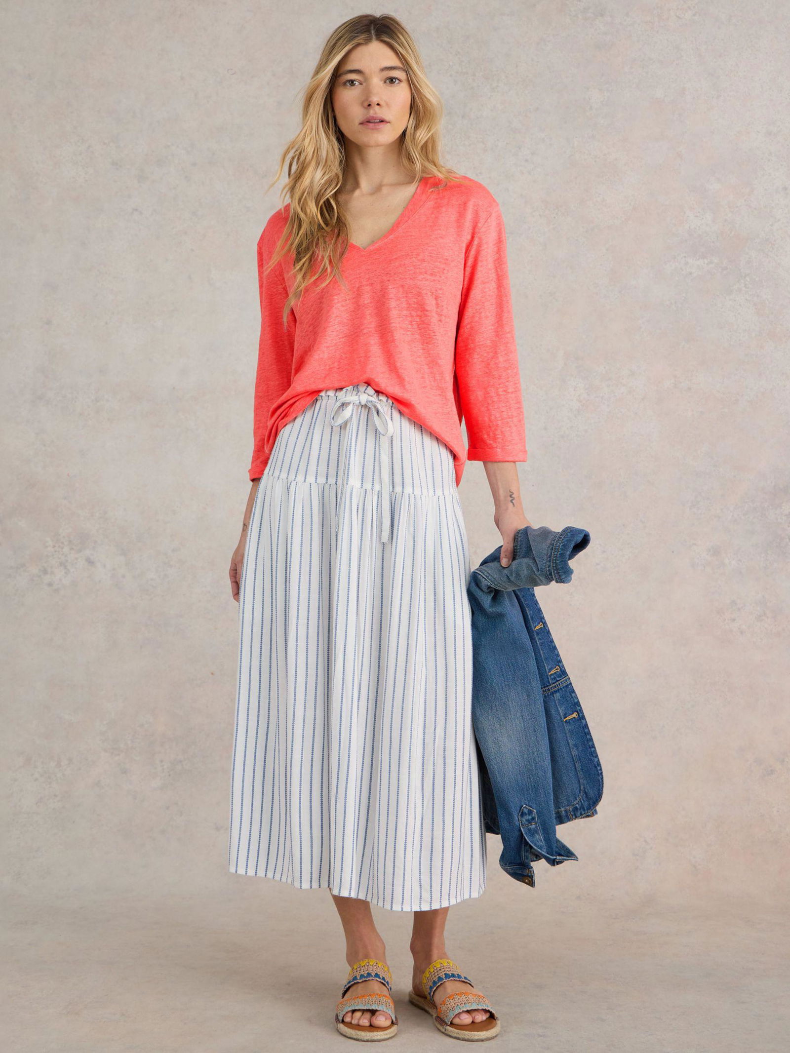 WHITE STUFF Isla Linen Top in Pink | endource