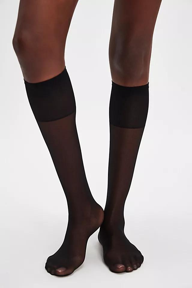 FREE PEOPLE City Cool Sheer Knee High Socks in Black | endource
