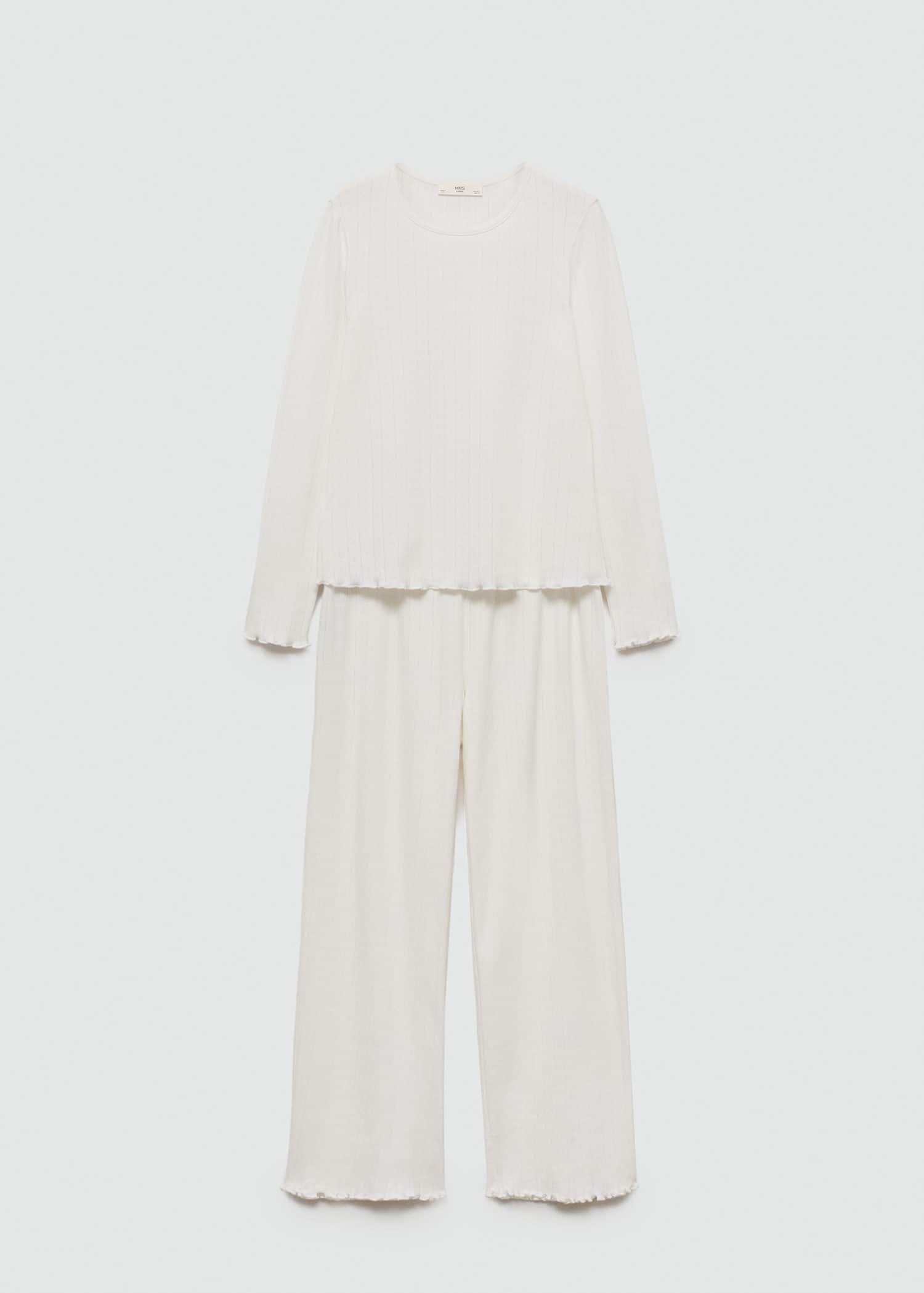 MANGO Two-Piece Cotton Pyjamas in White | Endource