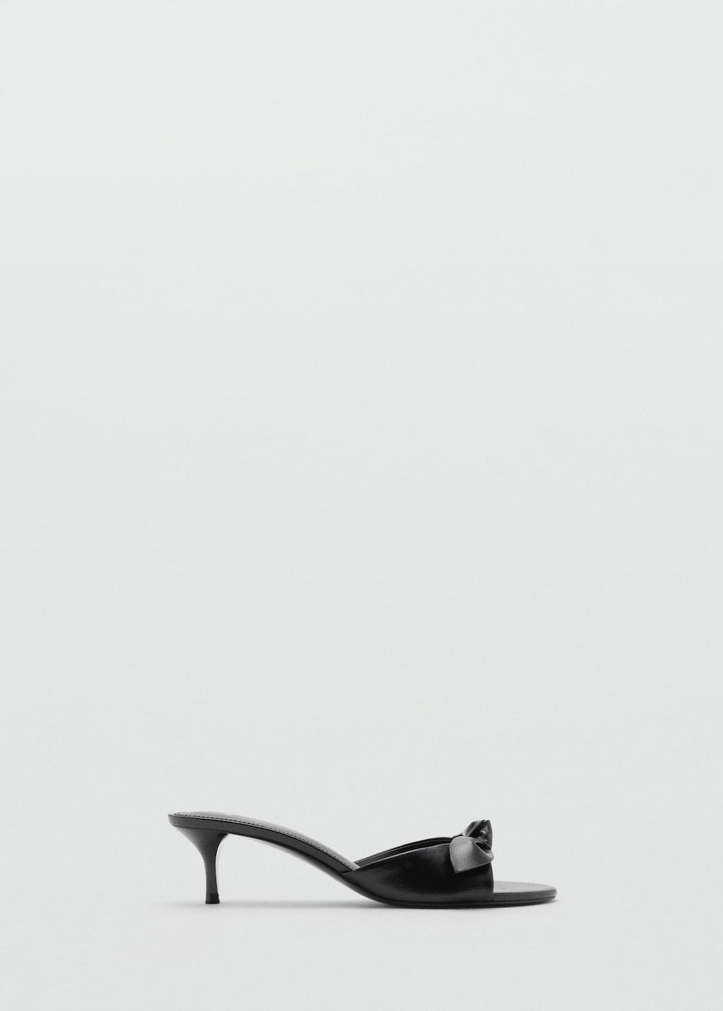 MANGO Bow Heel Sandals in Black | endource