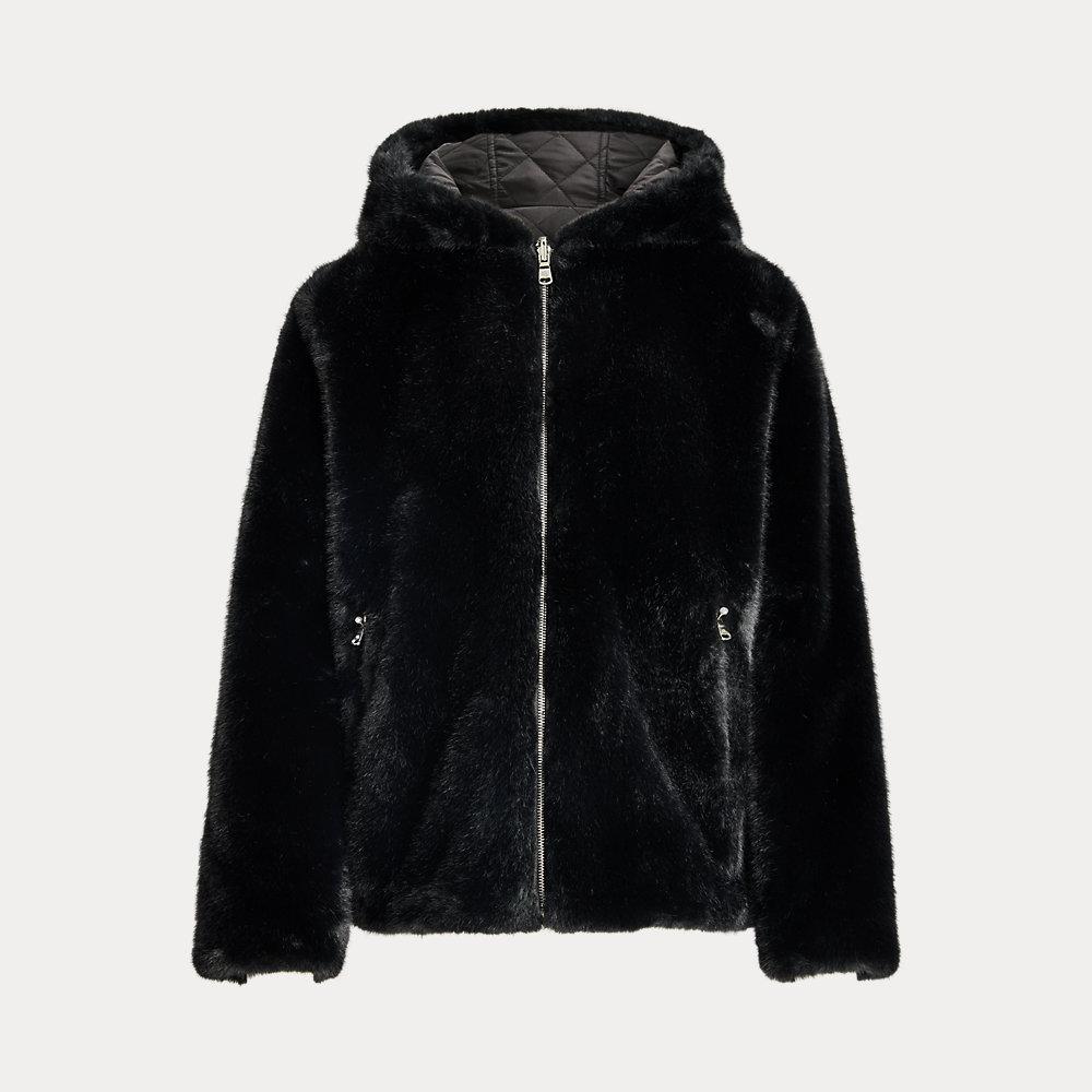 LAUREN RALPH LAUREN Reversible Quilted & Faux-Fur Coat in Black | endource