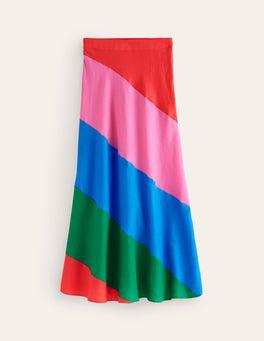 BODEN Patchwork Bias-Cut Slip Skirt in Multi | endource
