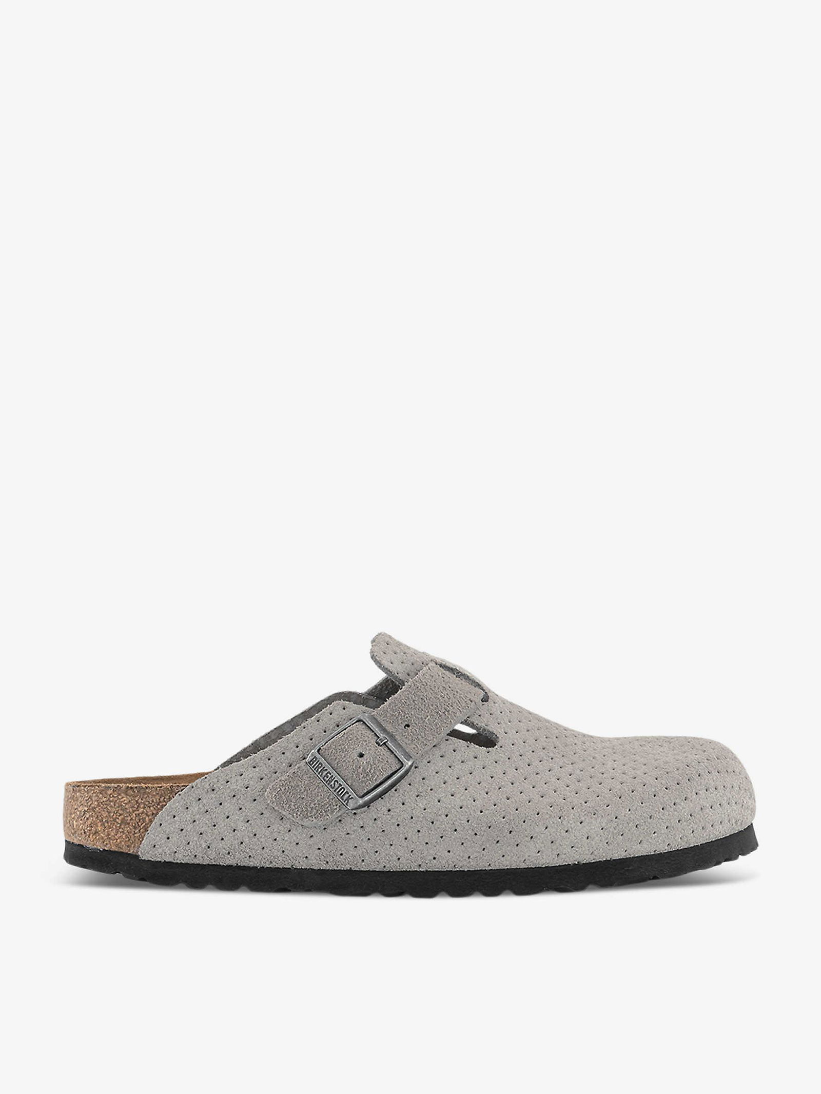 BIRKENSTOCK Boston Dotted-Embossed Suede Clogs in DOTTED STONE COIN ...