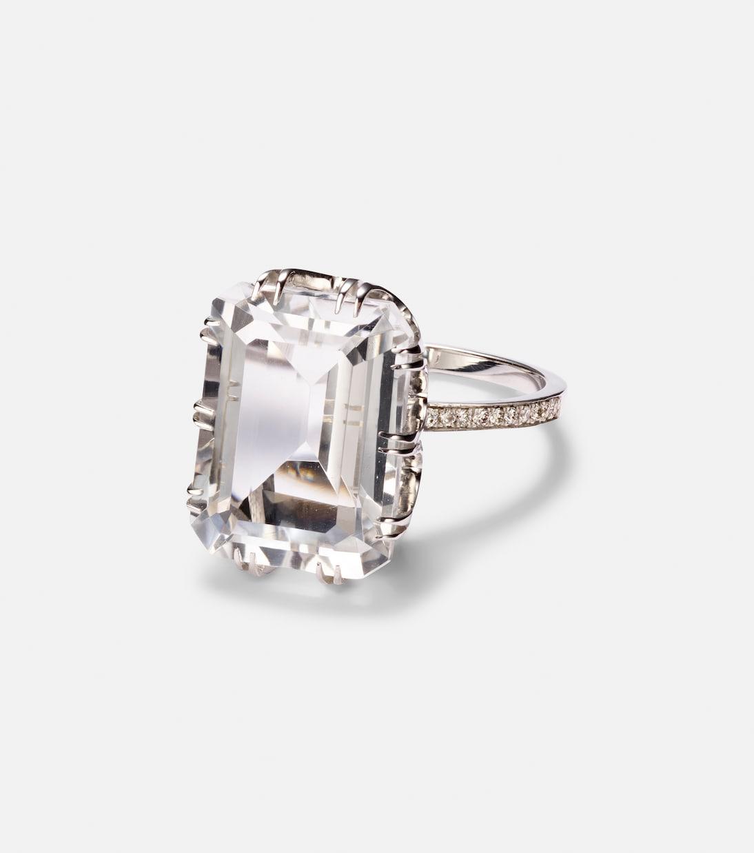 ILEANA MAKRI Oblong 18kt Ring With Topaz And Diamonds in Silver | endource