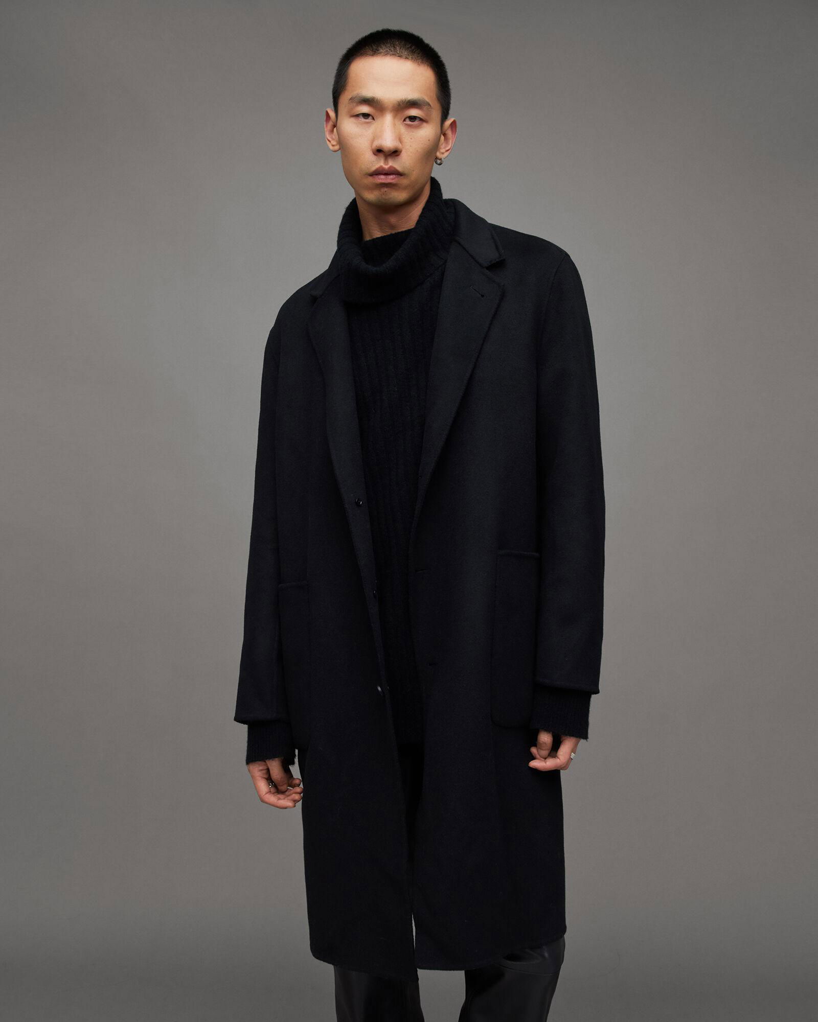 ALLSAINTS Stano Oversized Wool Coat in Black | Endource