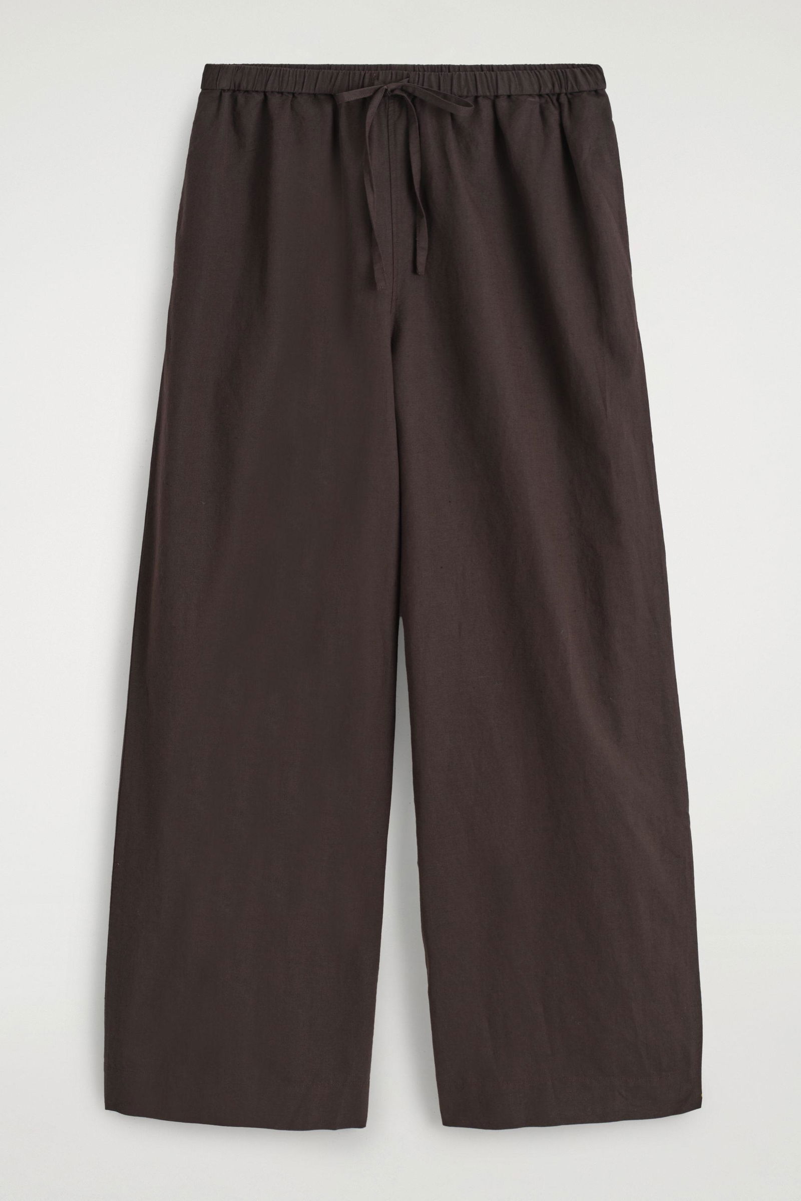 COS Wide-Leg Linen Drawstring Trousers in DARK BROWN | endource