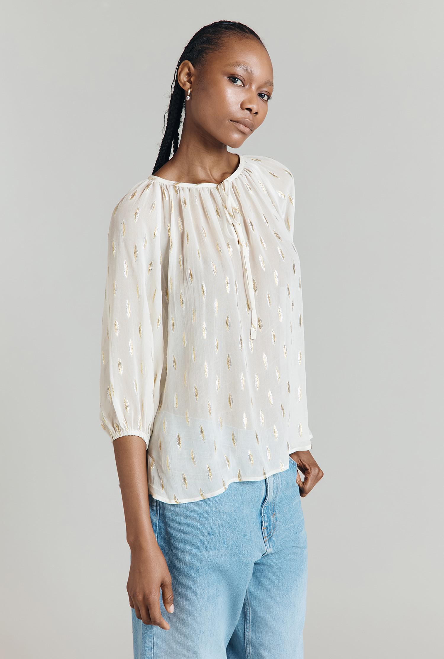 GHOST Adeline Lurex Georgette Peasant Blouse | endource