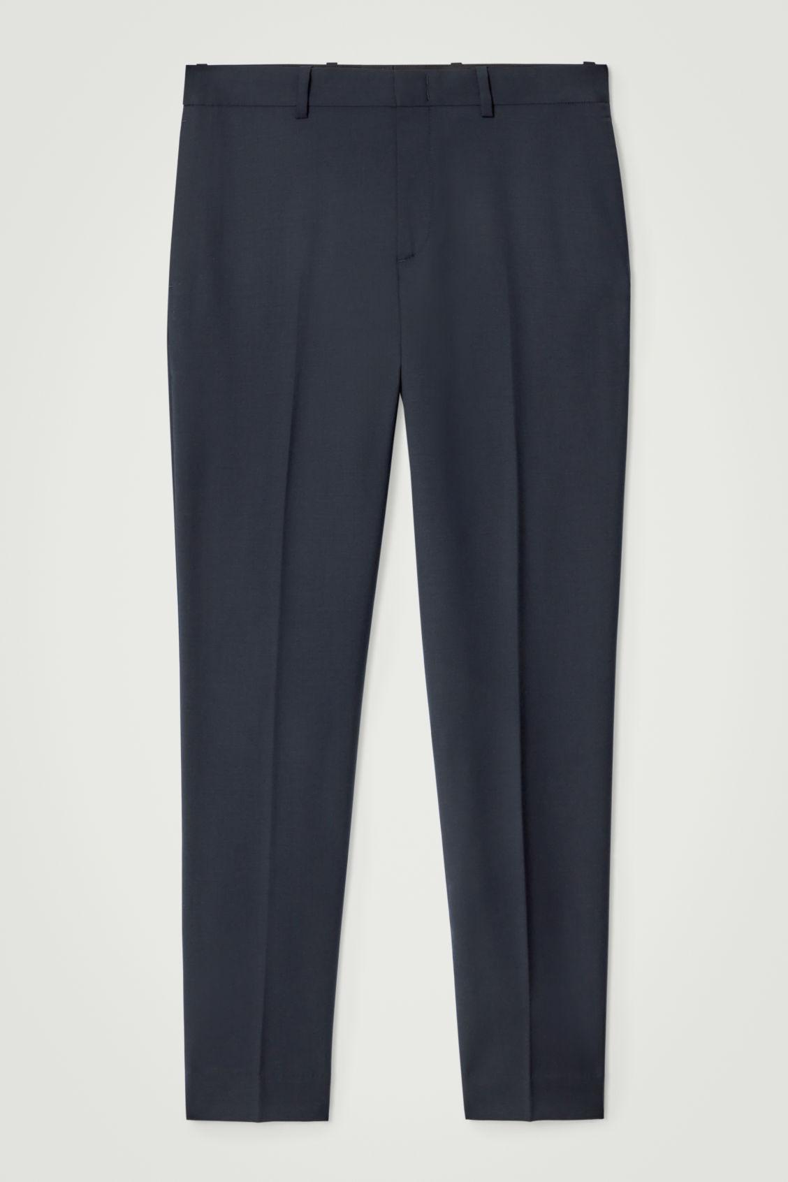 COS Slim Wool Trousers in NAVY | endource