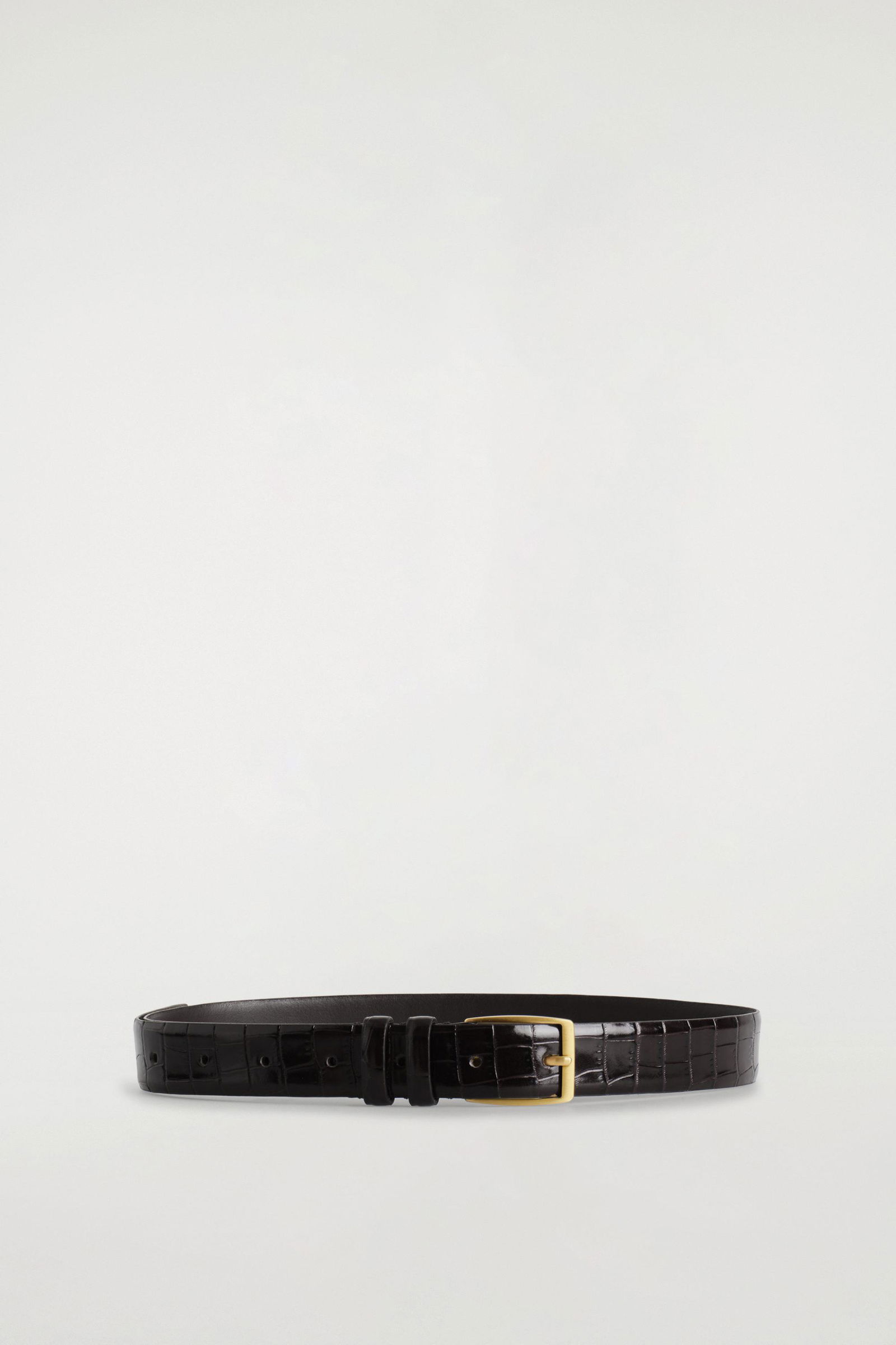 COS Croc-Effect Leather Belt in DARK BROWN | endource