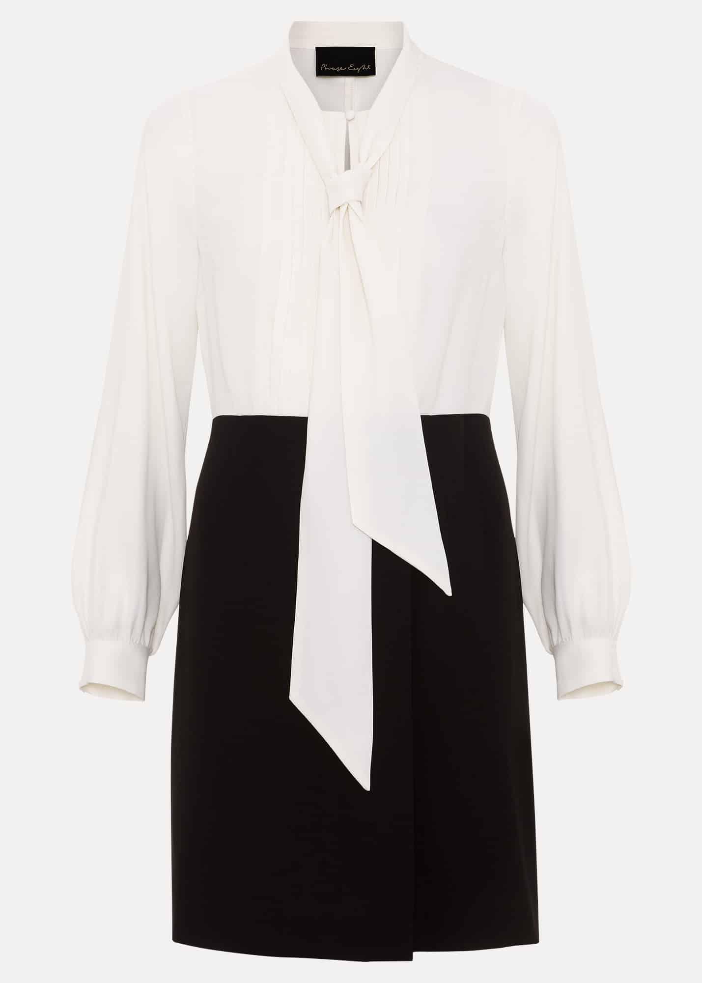 PHASE EIGHT Tilly Shift Mini Dress in Black/Ivory | endource