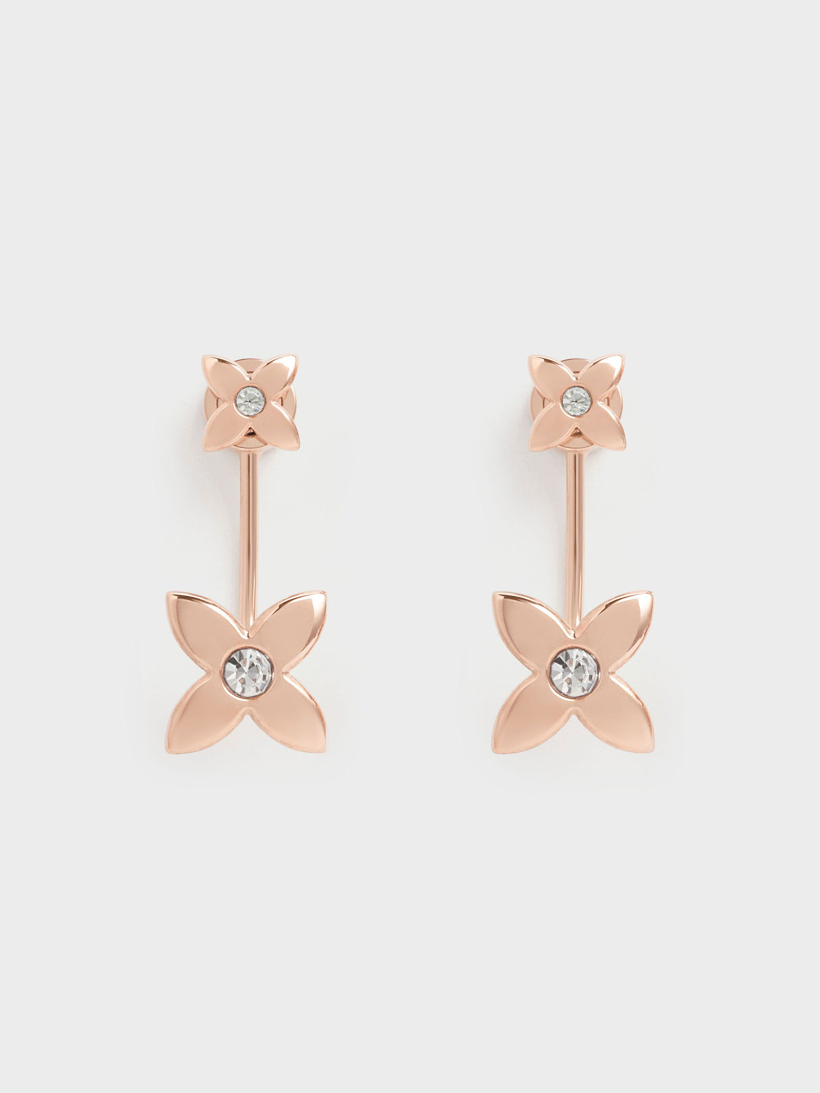 CHARLES & KEITH Felicity Flower-Motif Crystal Stud Jacket Earrings ...