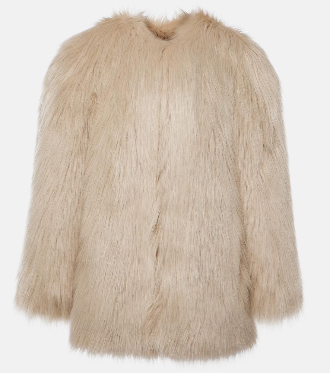 SAINT LAURENT Animal-Free Fur Jacket in Neutrals | endource