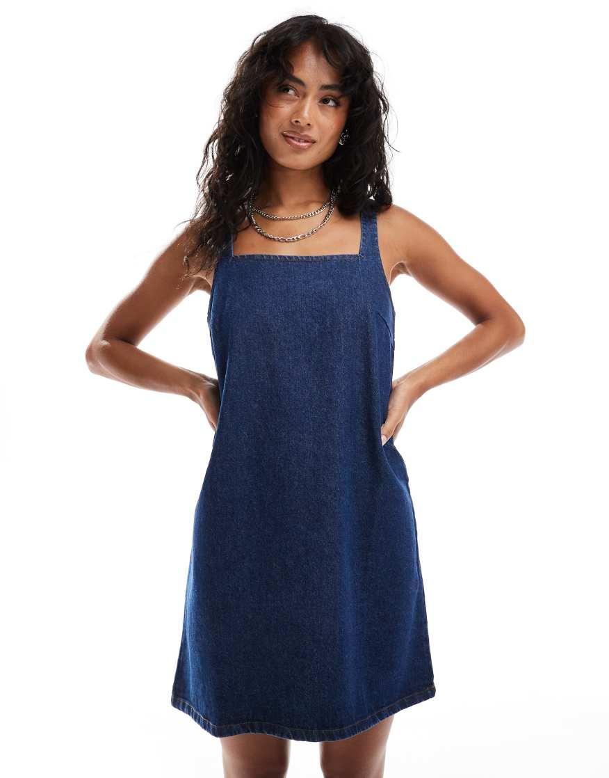 NOBODY'S CHILD Elger Denim Pinnie Dress in BLUE | endource