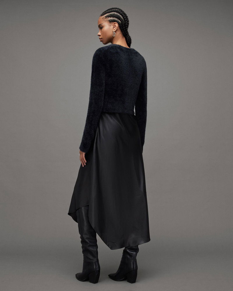 ALLSAINTS Megan 2-In-1 Metallic Foil Maxi Dress in Black | endource