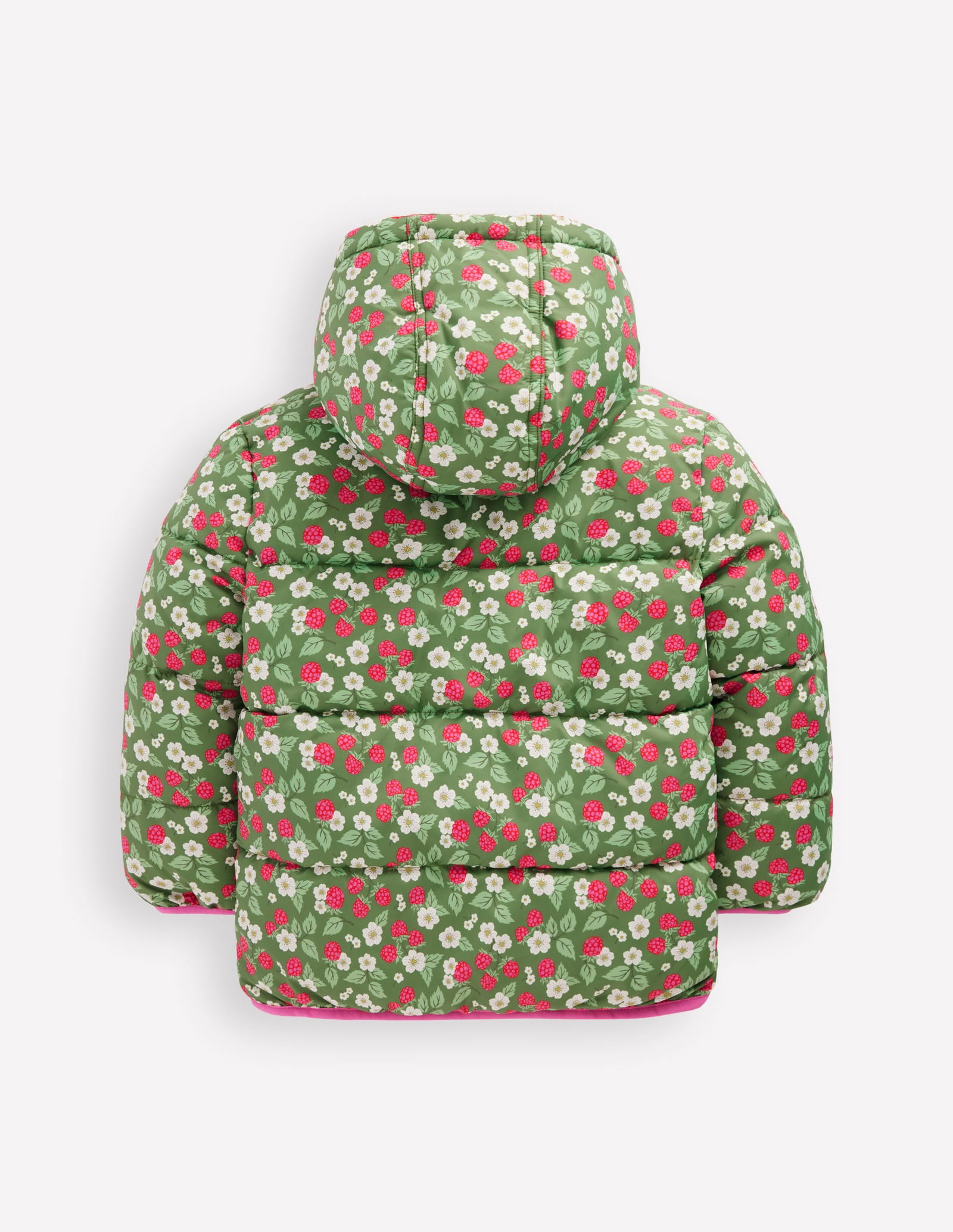 BODEN Reversible Padded Borg Coat-Safari Green Vintage Berry | endource