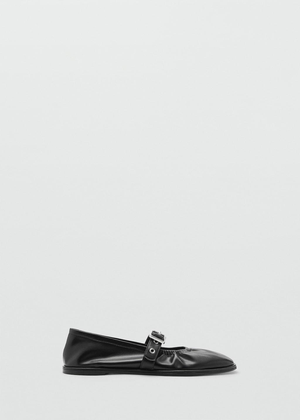 MANGO Round-Toe Ballet Flats With Buckle in Black | endource