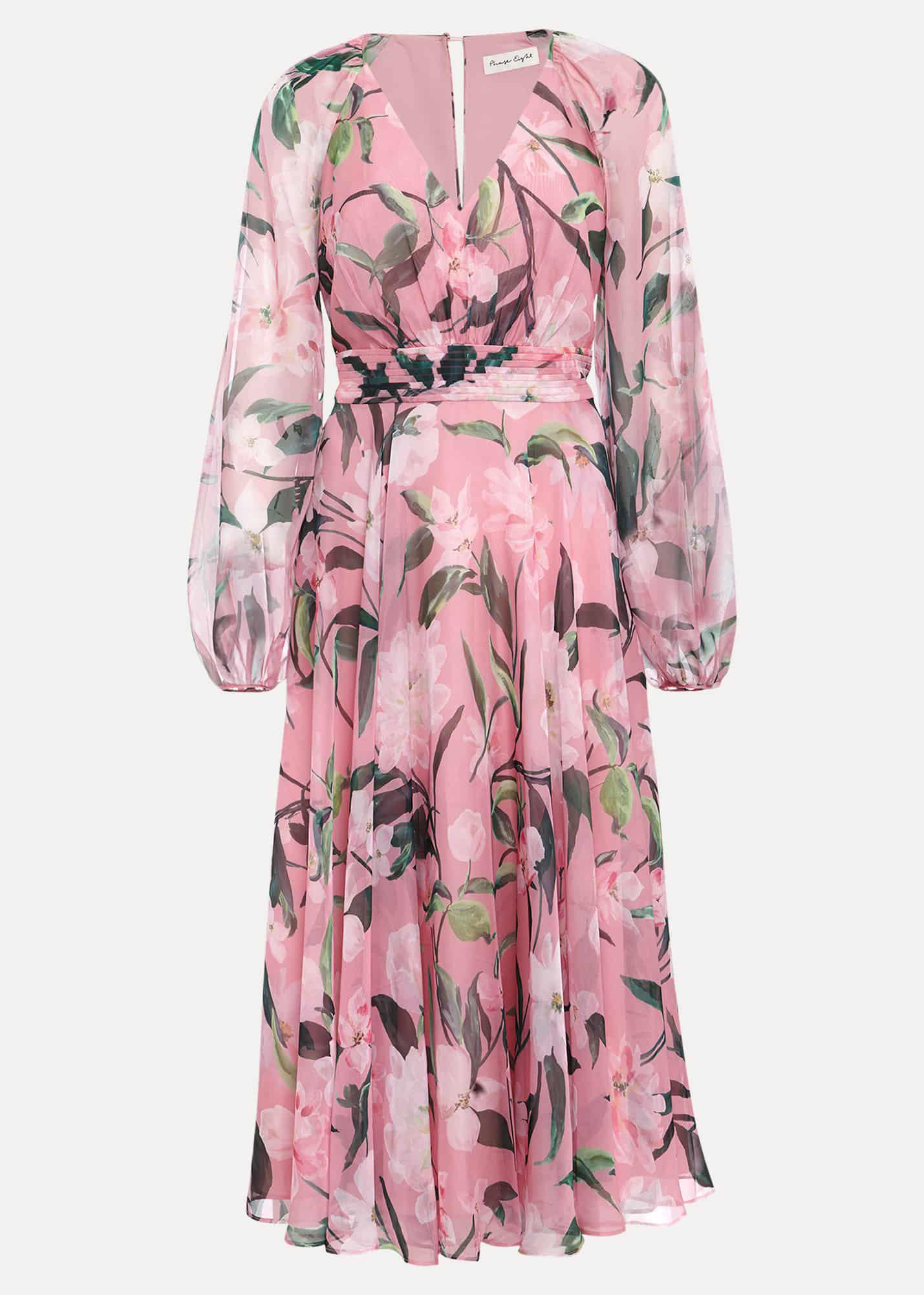 PHASE EIGHT Lina Printed Long Sleeve Midi Dress in Multi-Coloured ...