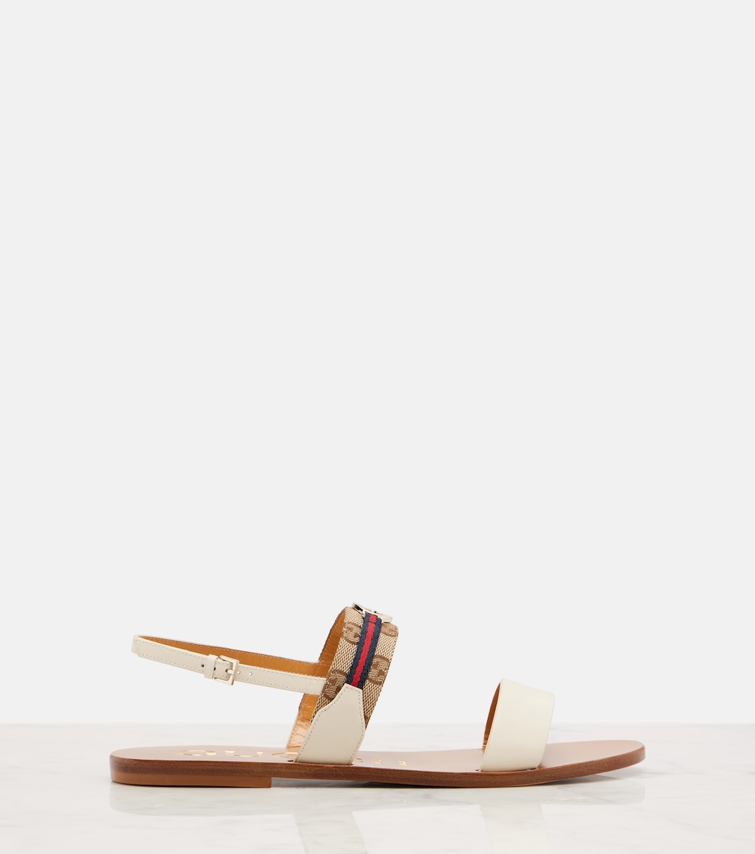 GUCCI Interlocking G Canvas And Leather Sandals | endource