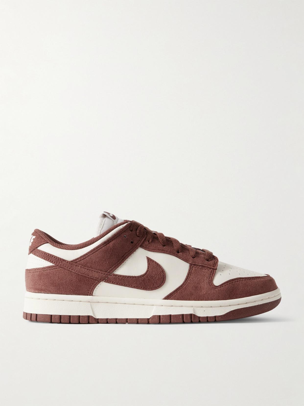 NIKE Dunk Low Leather And Suede Sneakers in Burgundy | endource