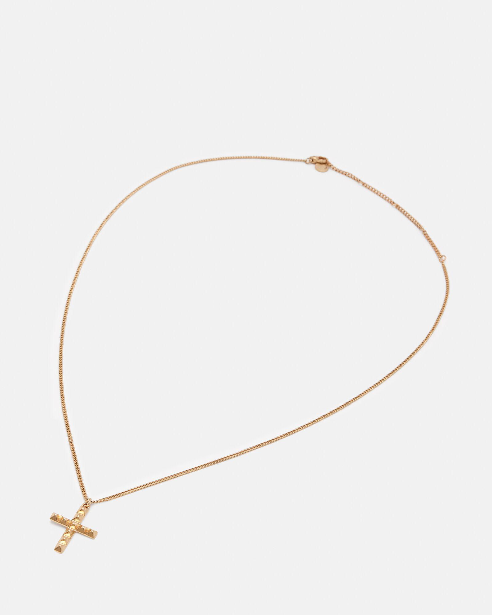 ALLSAINTS Nova Cross Long Necklace in Warm Brass | Endource
