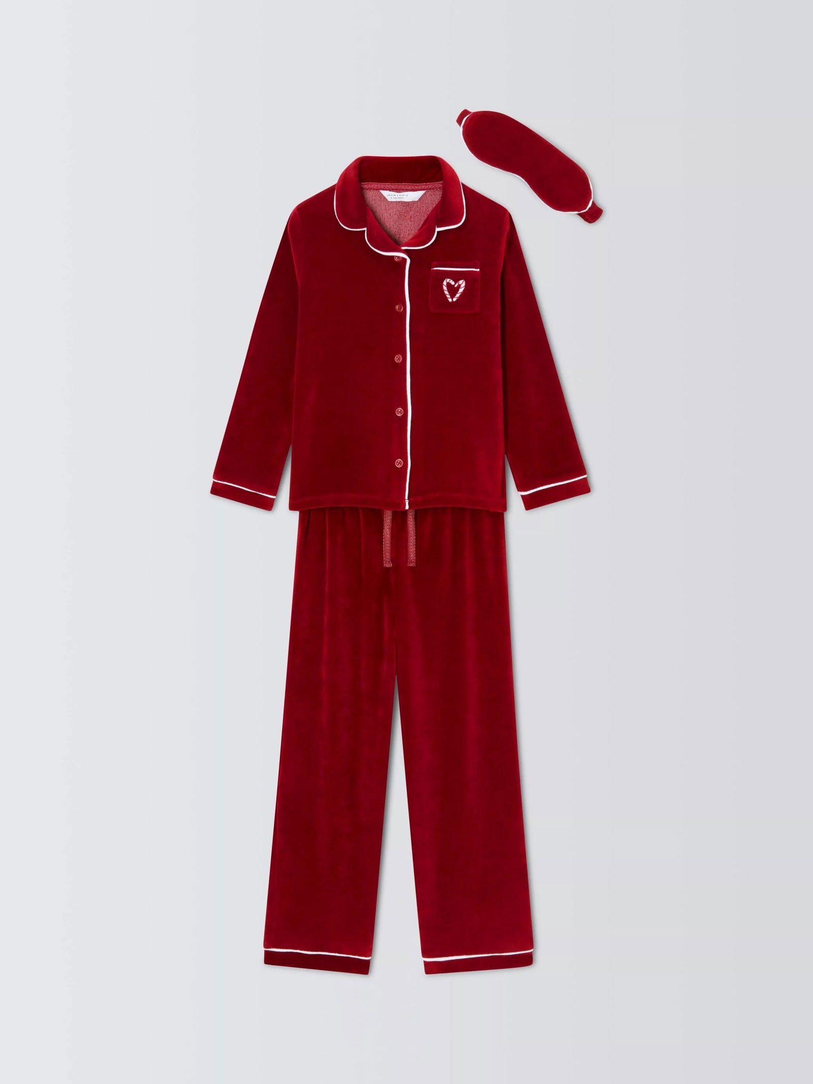 JOHN LEWIS Velour Pyjama Set in Red | endource