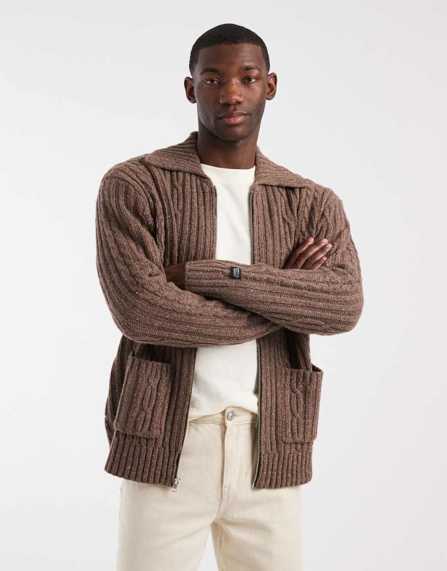 LEVI'S Wool Rich Chunky Knit Zip Through Jumper | endource