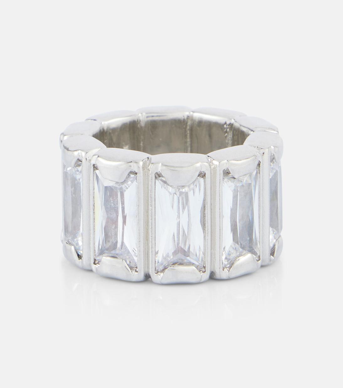 JIL SANDER Crystal-Embellished Ring in Silver | Endource