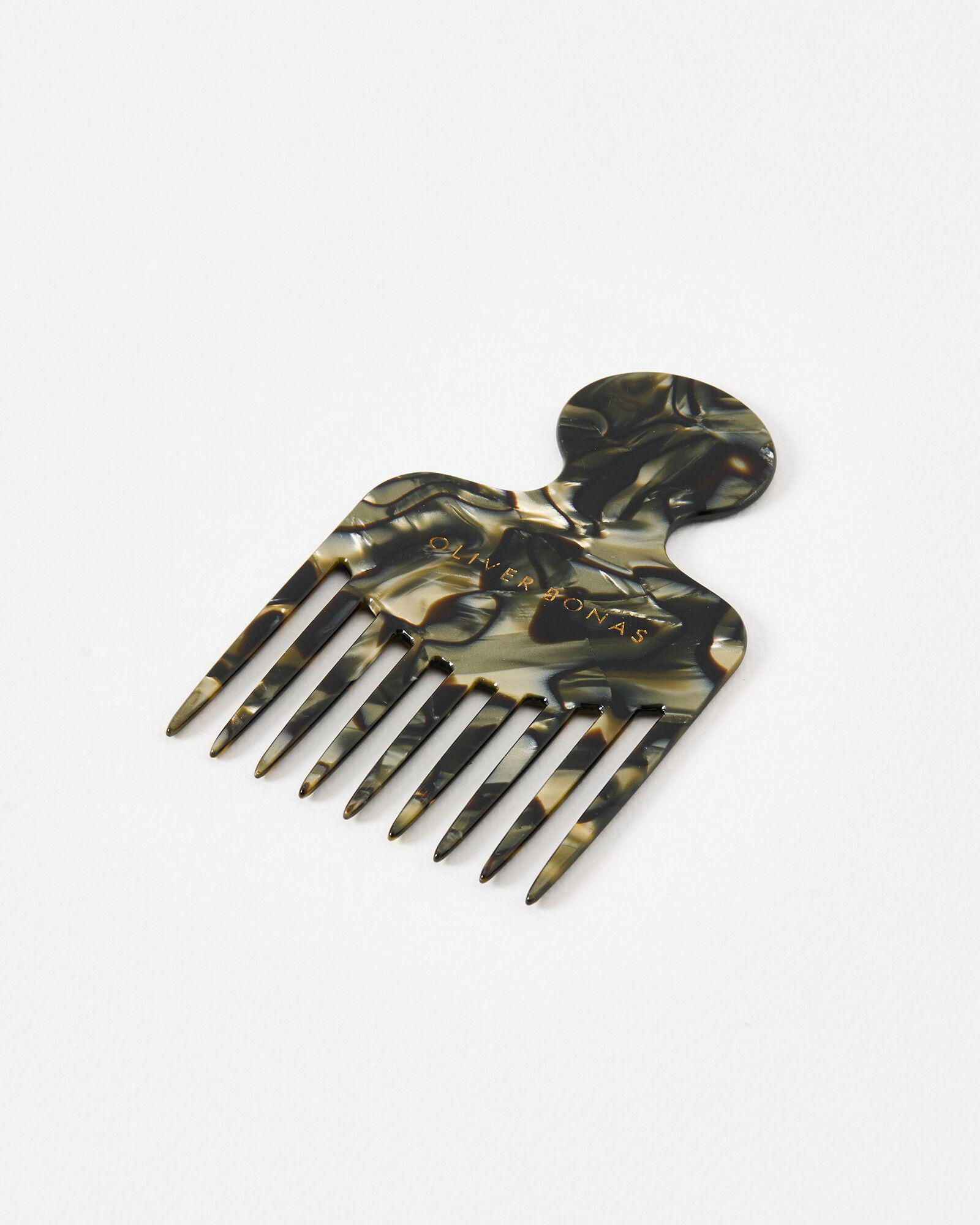 OLIVER BONAS Ayoa Shimmer Resin Afro Comb in Gold | endource