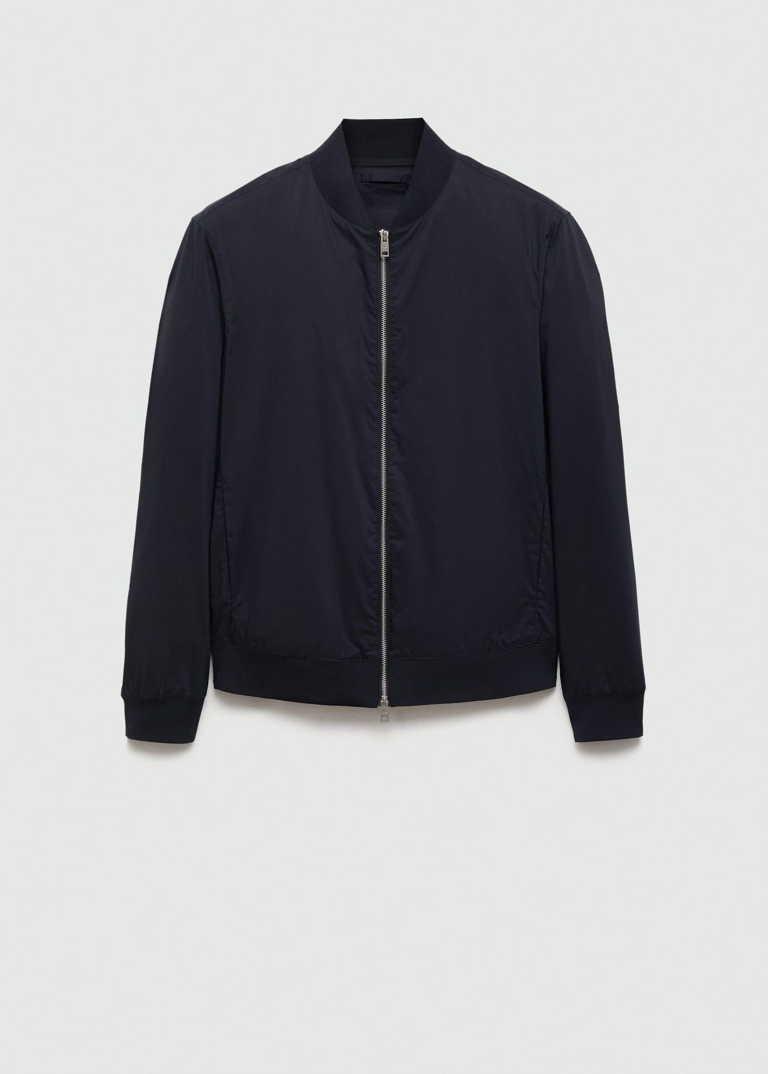 MANGO Bomber Jacket With Zip in Dark Navy | Endource
