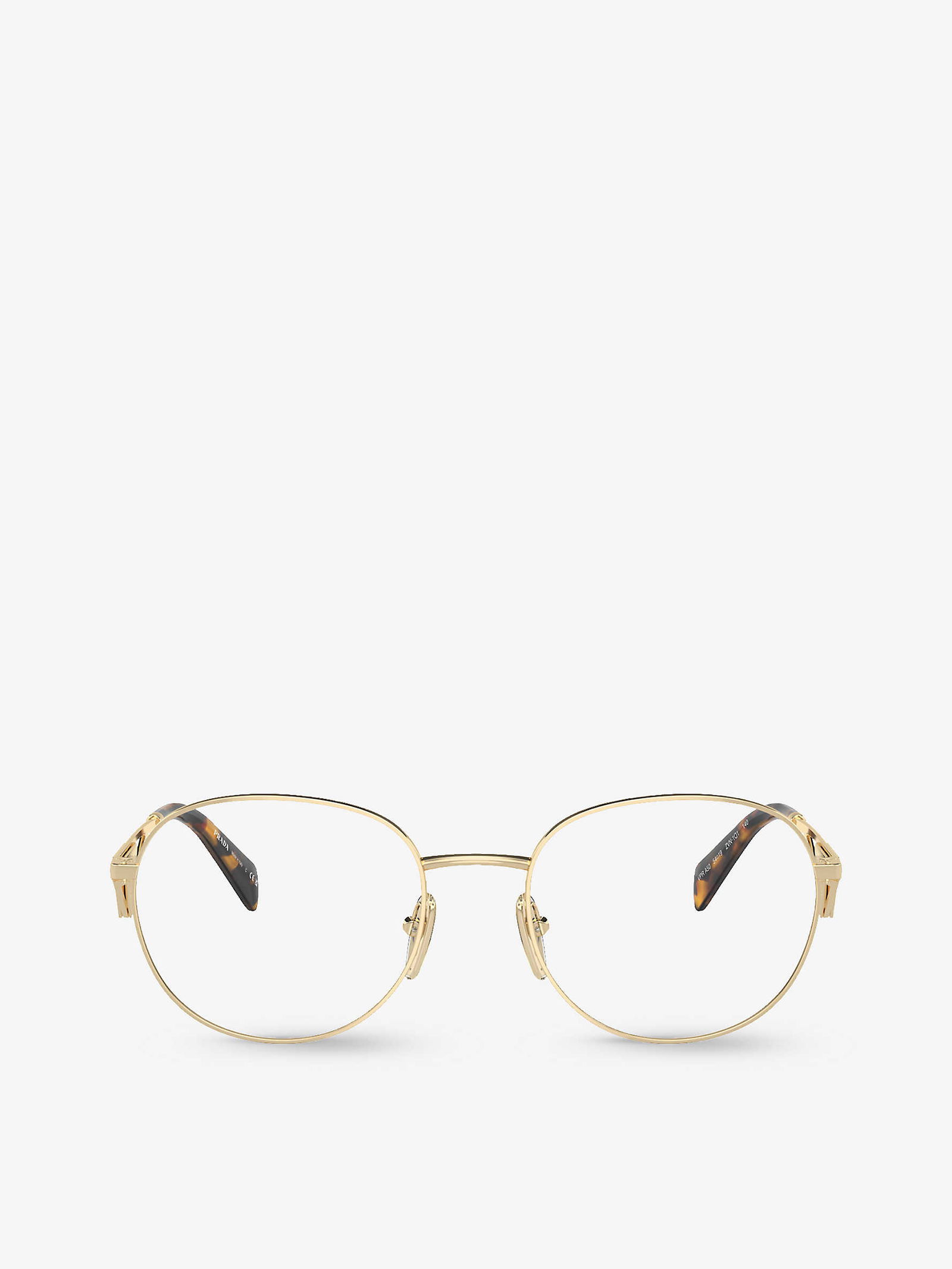 PRADA PR A50V Round-Frame Metal Optical Glasses in GOLD | endource