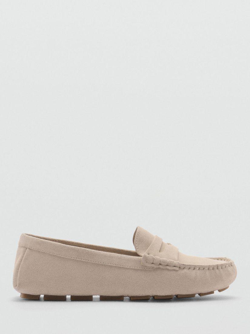 MANGO Moi Leather Mocassins in Light Beige | Endource