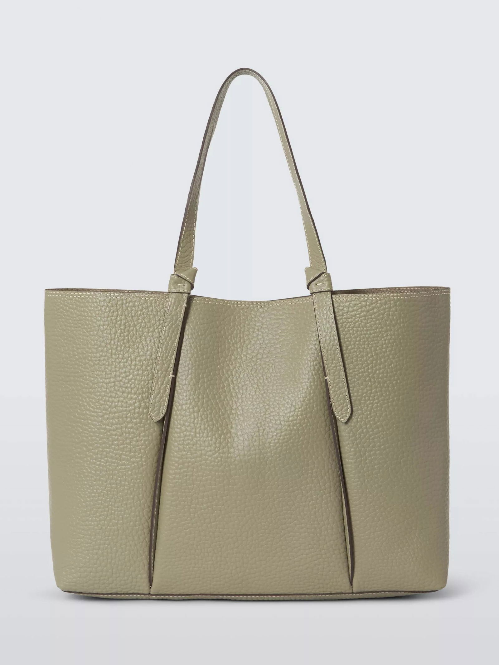JOHN LEWIS Knot Handle Leather Tote Bag in Elm Green | endource