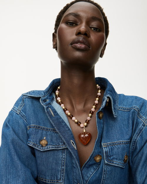 OLIVER BONAS Cora Beaded Heart Necklace | endource