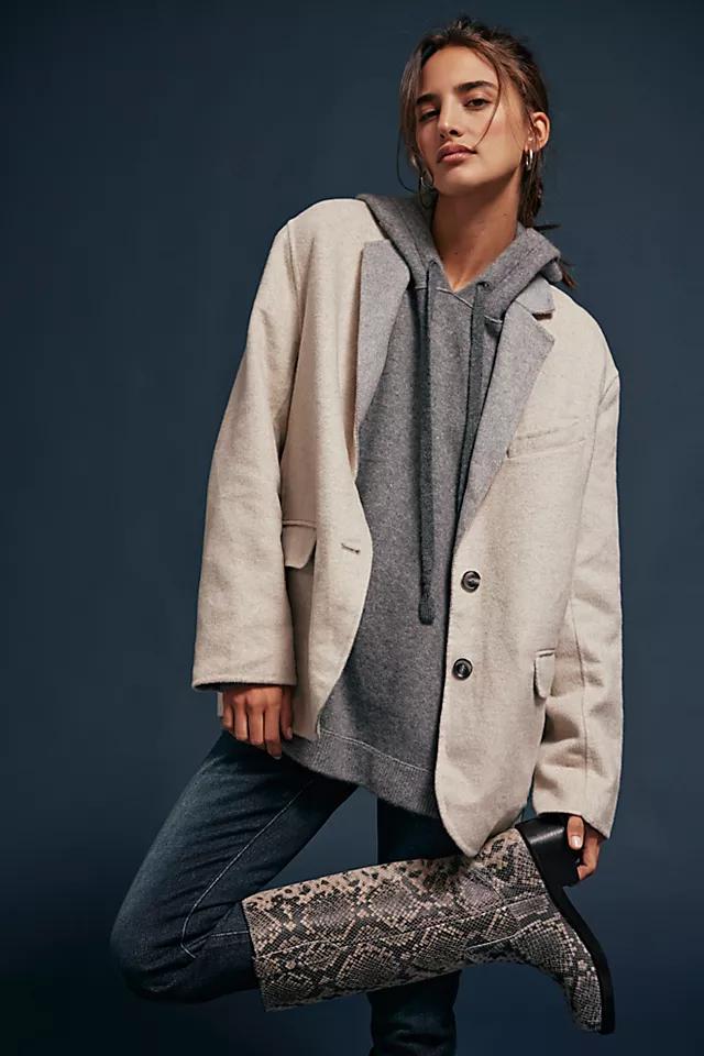 FREE PEOPLE Caity Wool Blazer in Grey | endource