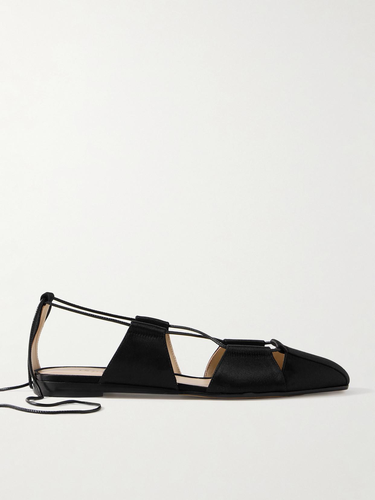 LE MONDE BERYL Greek Lace-Up Silk-Satin Ballet Flats | endource