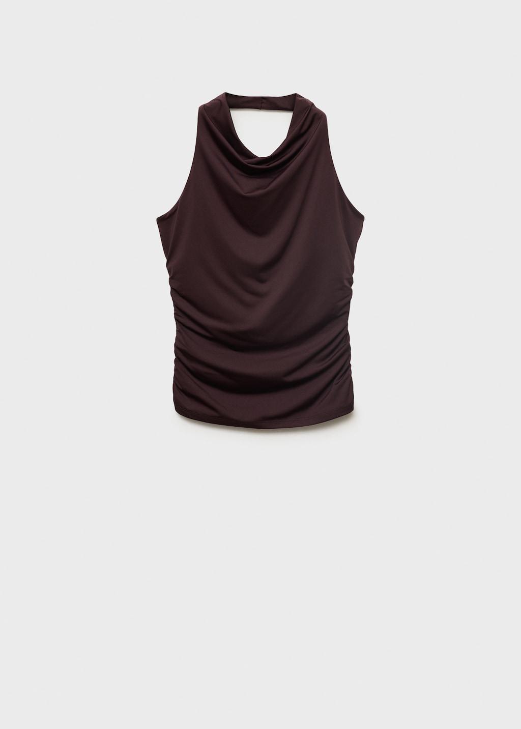 MANGO Draped Halter Top in Brown | endource