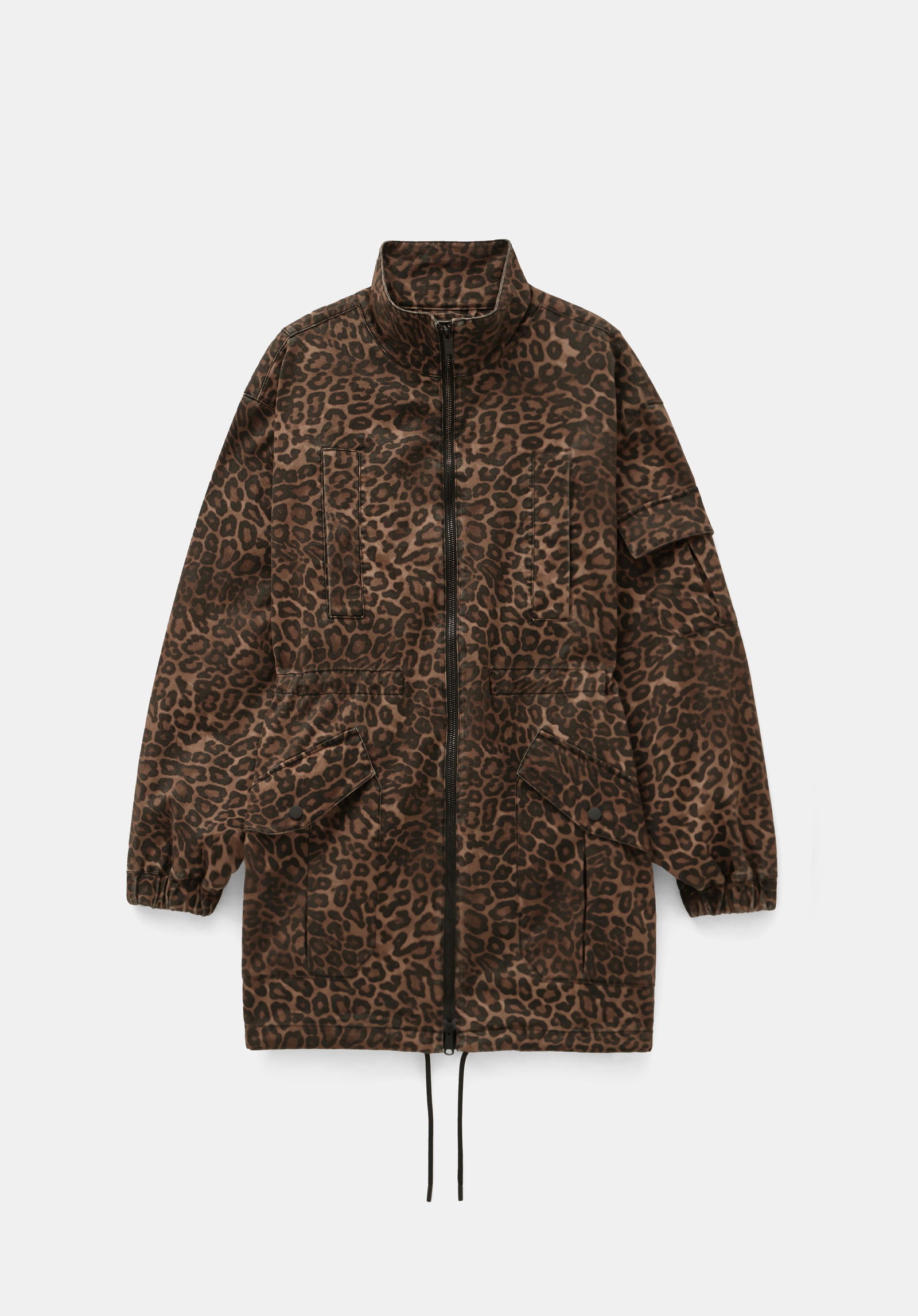 HUSH Utility Parka Jacket in Brown Leopard Print | endource