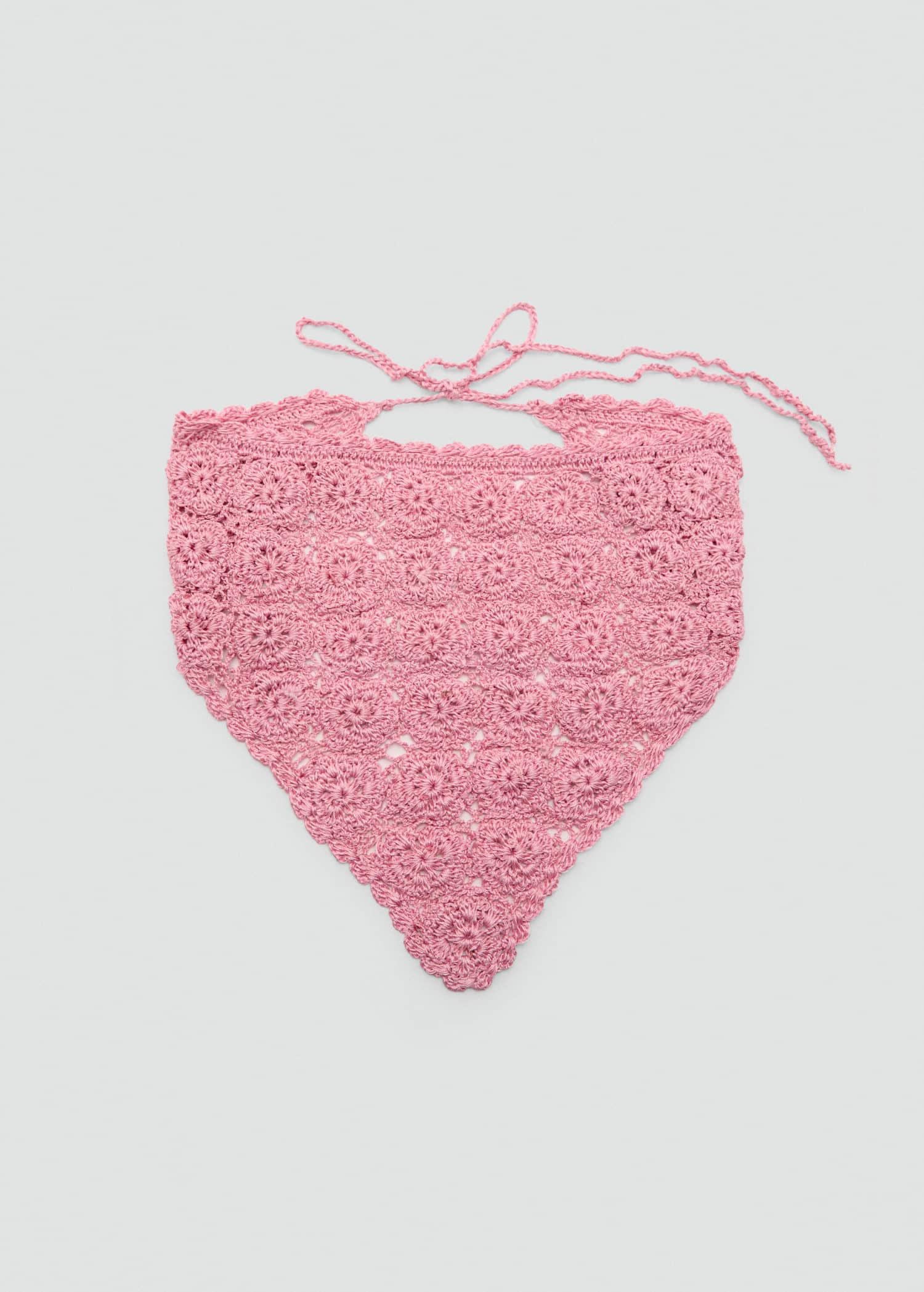 MANGO Crochet Knit Handkerchief in Pink | Endource