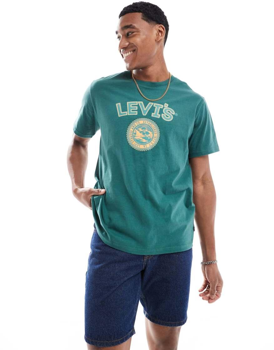 LEVI'S Varsity Patch Logo Relaxed Fit T-Shirt in green | endource