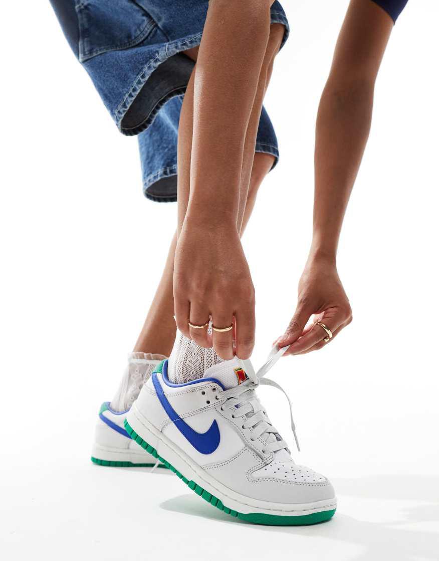 NIKE Dunk Low Trainer In White And Blue Detail | endource