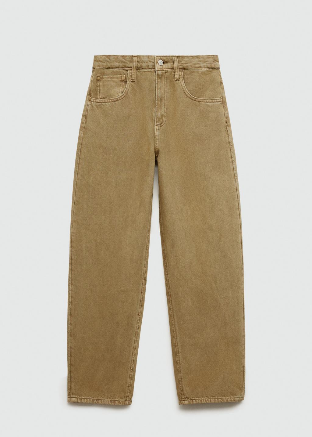 MANGO Bet High-Rise Balloon Jeans in Khaki | endource
