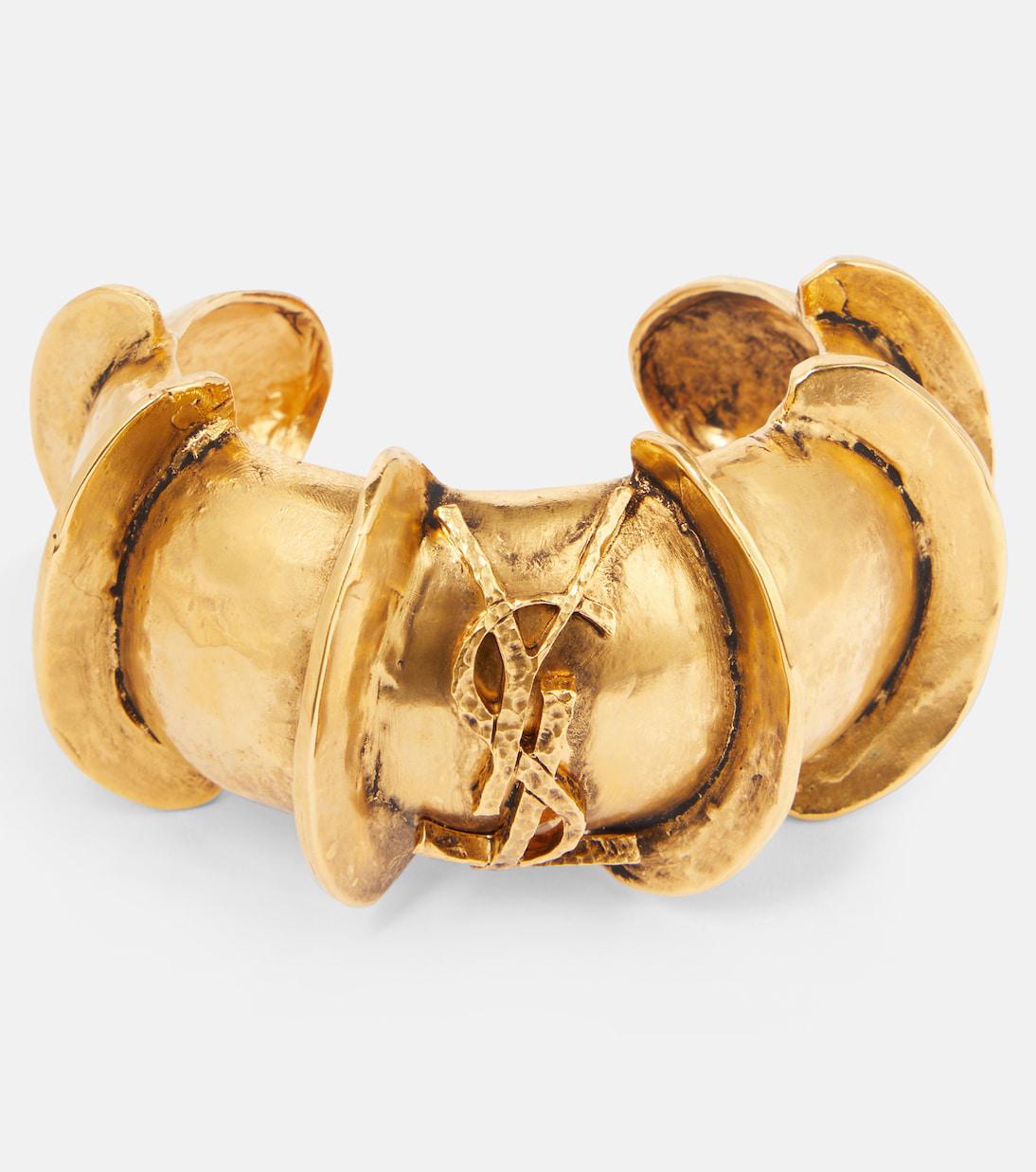 SAINT LAURENT Cassandre Cuff Bracelet in Gold | endource