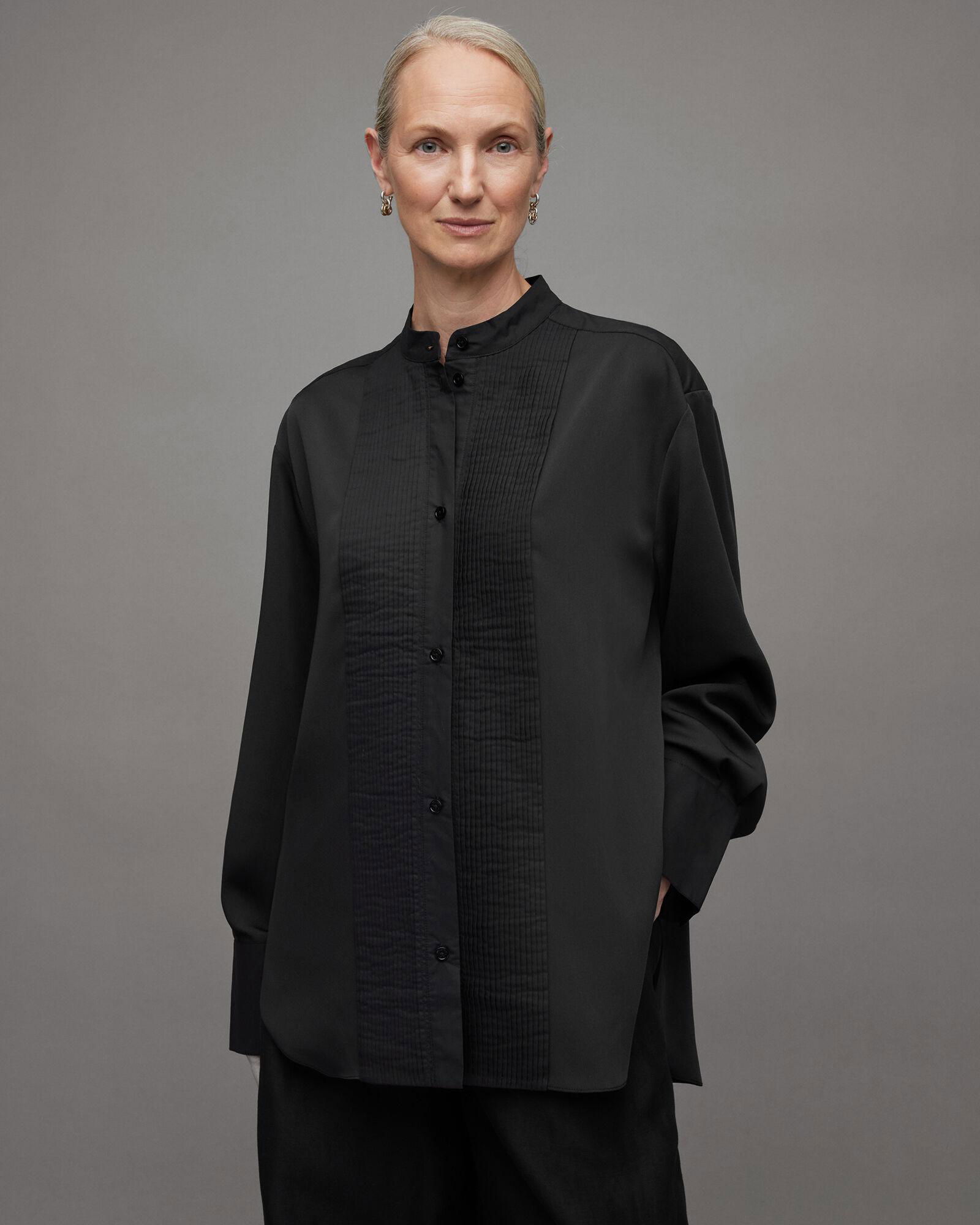 ALLSAINTS Mae Mandarin Collar Relaxed Fit Shirt | endource