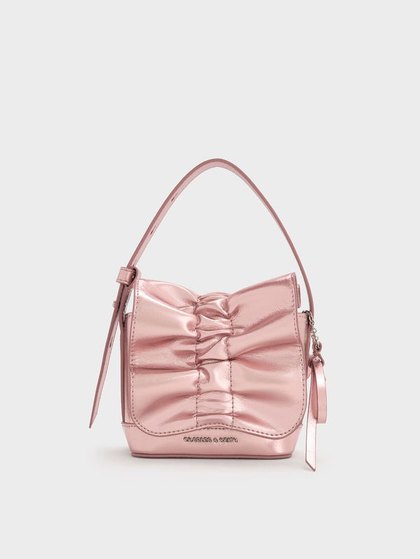 CHARLES & KEITH Kadee Metallic Bow-Charm Ruched Mini Bag | endource