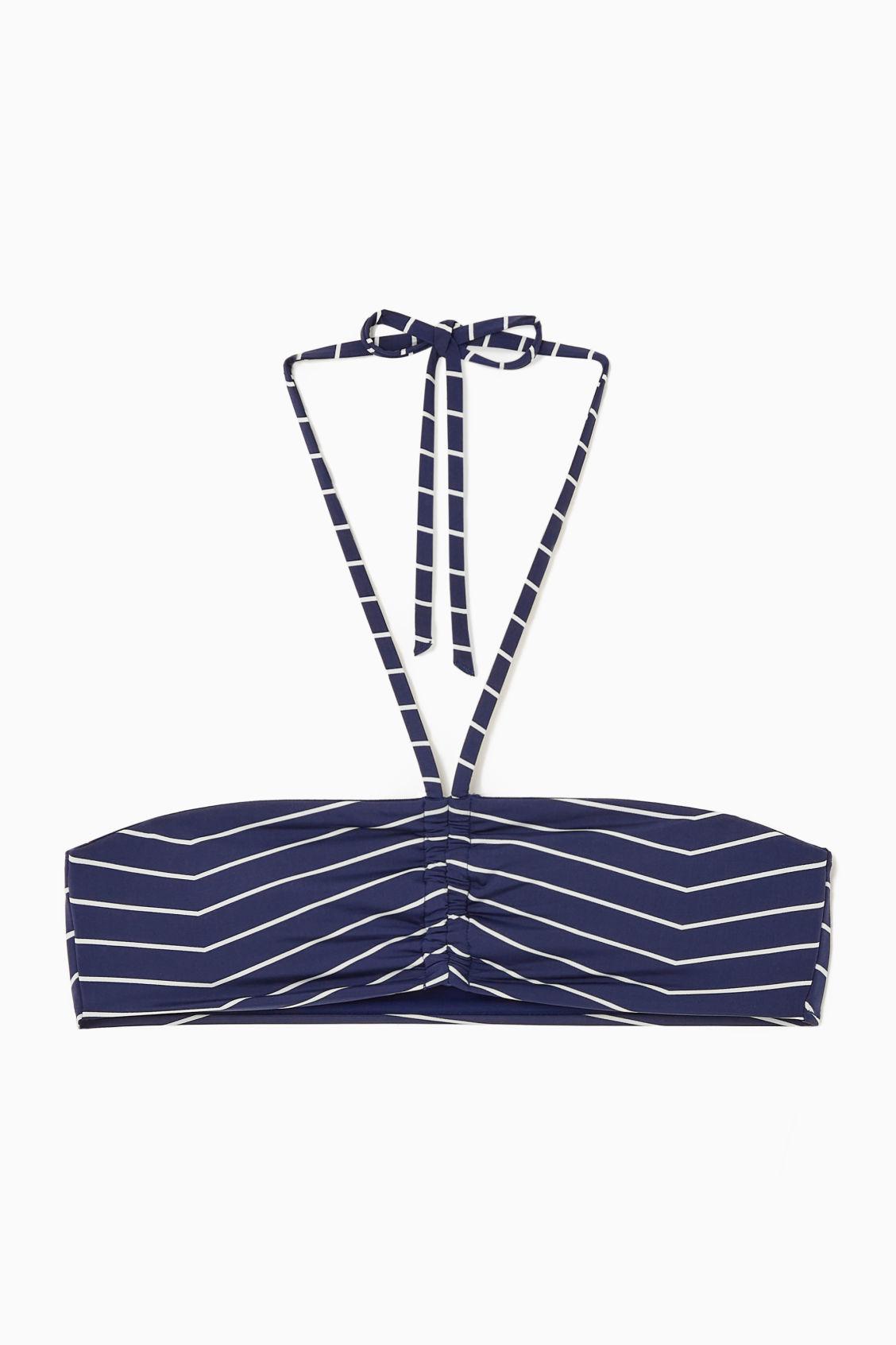 COS Halterneck Bandeau Bikini Top in NAVY / STRIPED | Endource