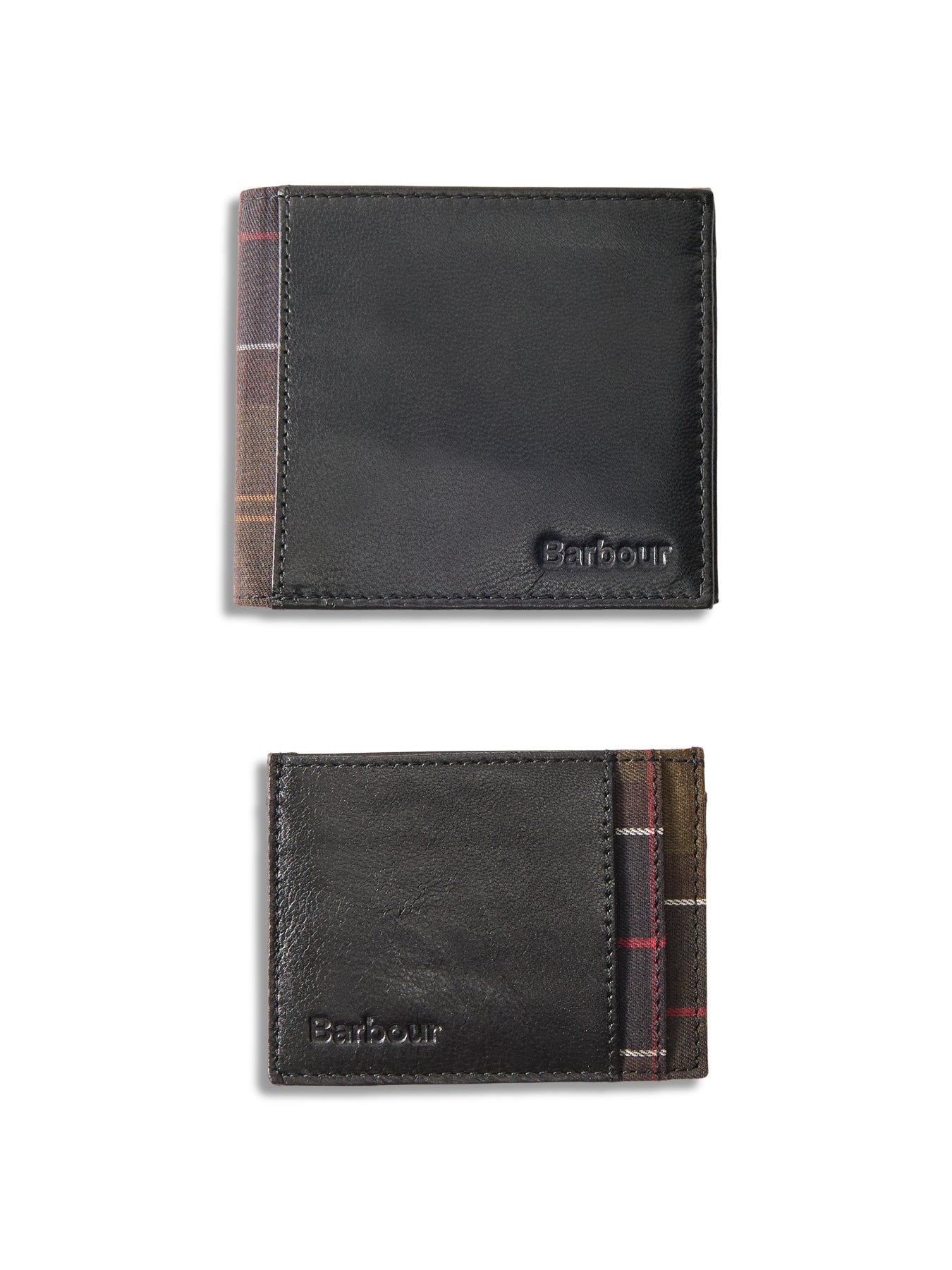 BARBOUR Leather & Tartan Wallet & Card Holder Gift Set | endource