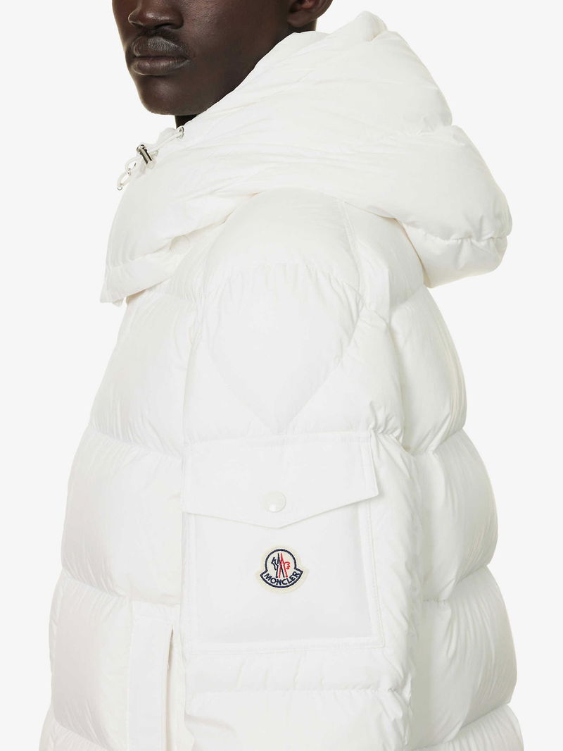 MONCLER Vezere Funnel-Neck Shell-Down Jacket in WHITE | endource