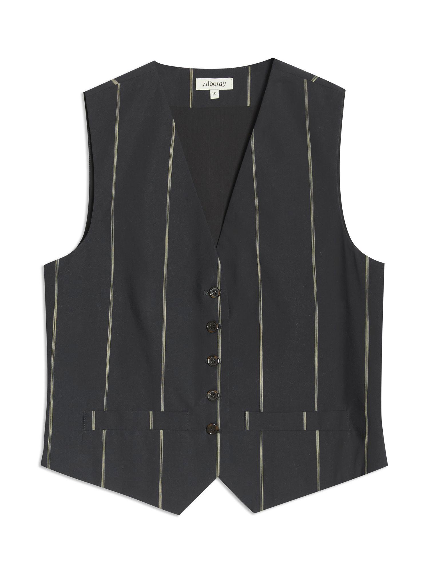 ALBARAY Striped Cotton Waistcoat Top in Black | Endource